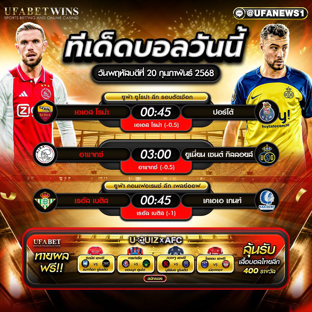 ทีเด็ดบอล วิเคราะห์บอลวันนี้ 20/02/2568